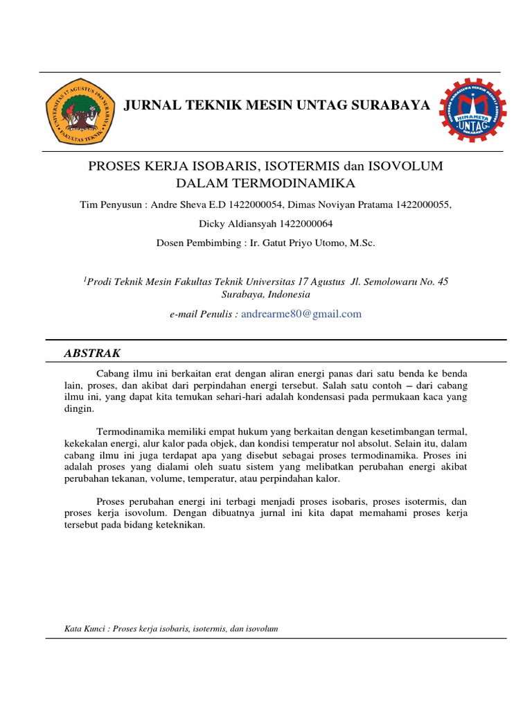 Proses Kerja Isobaris, Isometris, Dan Isovolum Dalam Thermodinamika | PDF