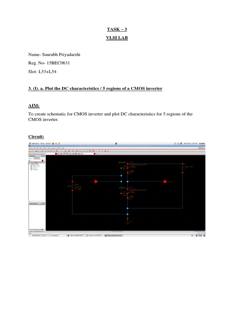 Plot The DC Characteristics / 5 Regions of A CMOS Inverter | PDF ...