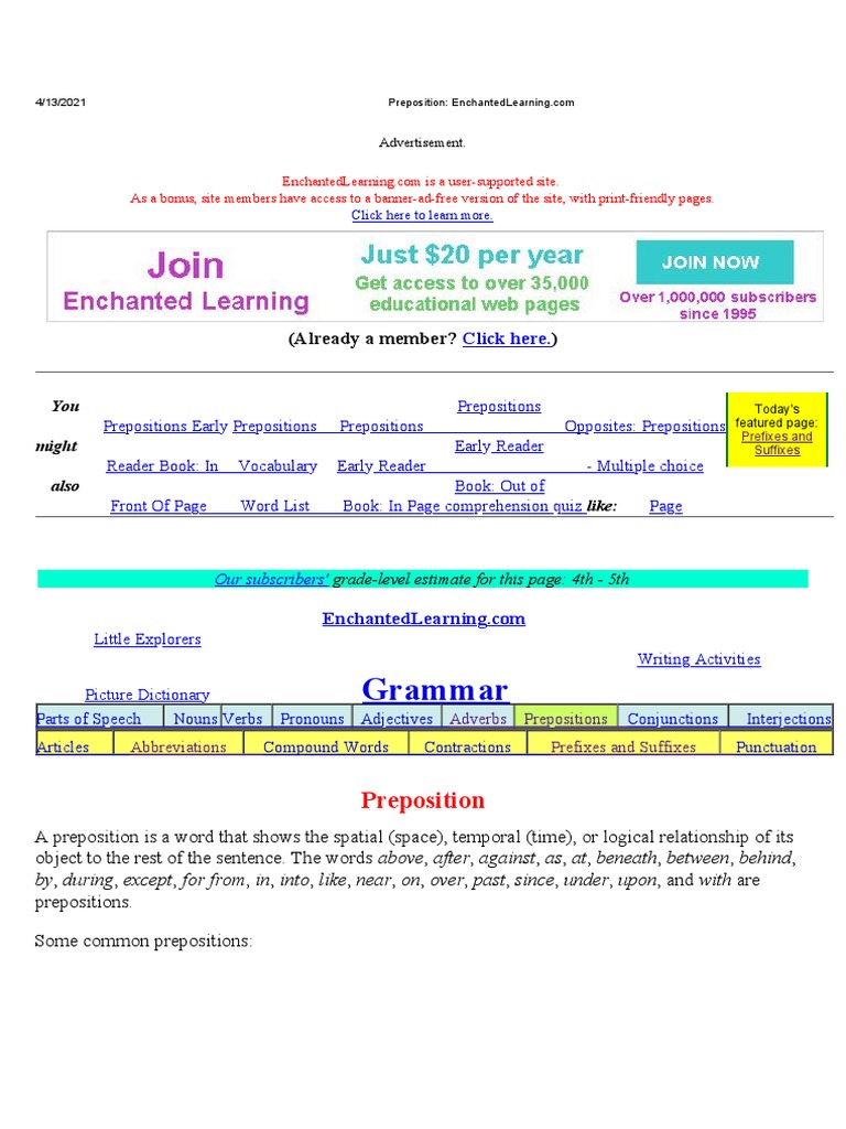 Preposition | PDF | Preposition And Postposition | Language Families