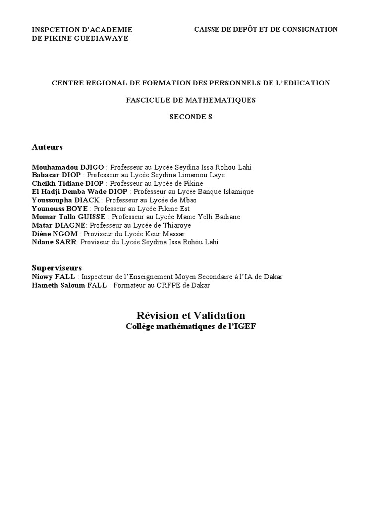 3b-Fascicule Maths Seconde S IA PG-CDC Février 2020 (VF) | PDF ...