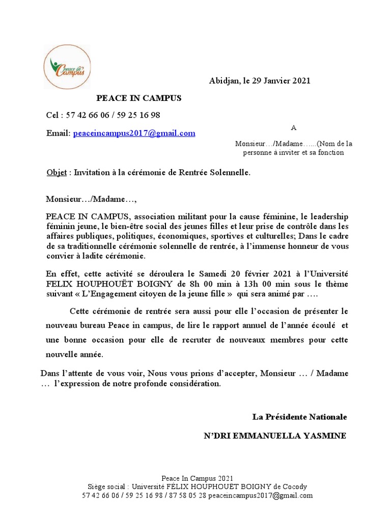Invitation à la Rentrée Solennelle 2021 | PDF