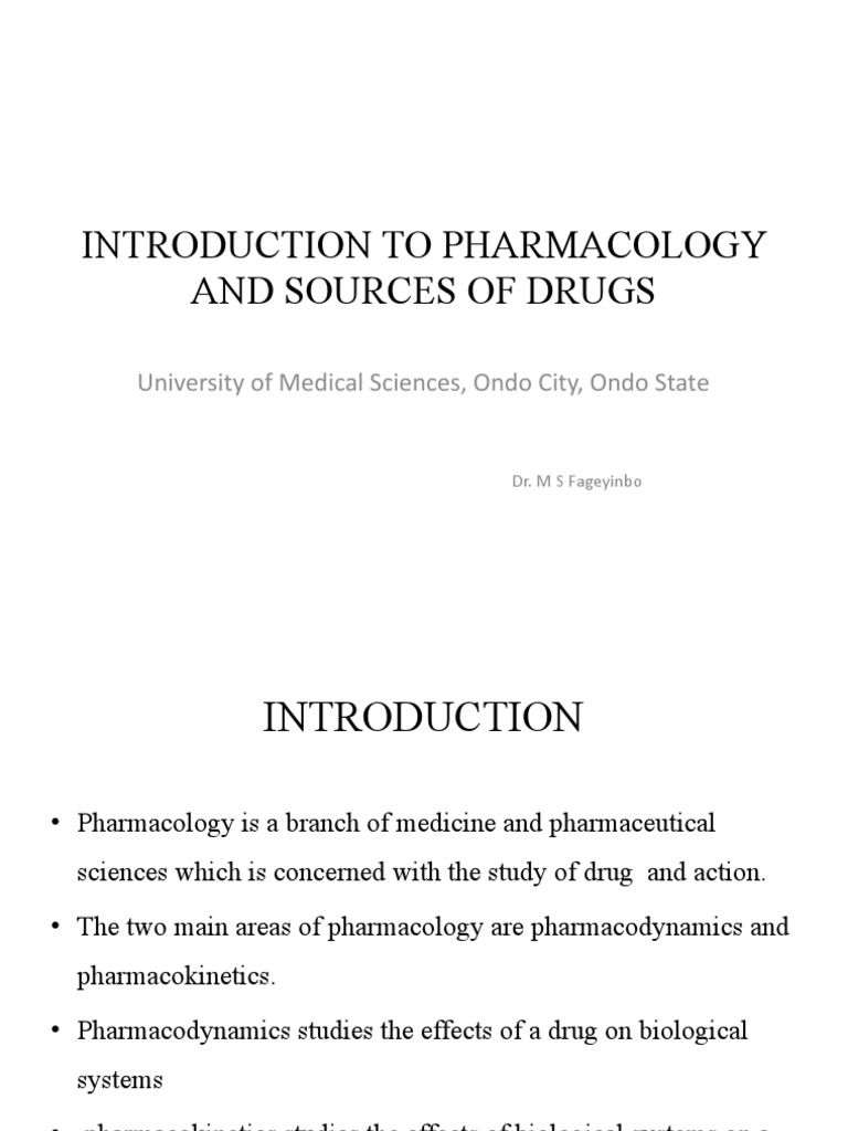 Introduction To Pharmacology and Sources of Drugs | PDF | Pharmacology ...