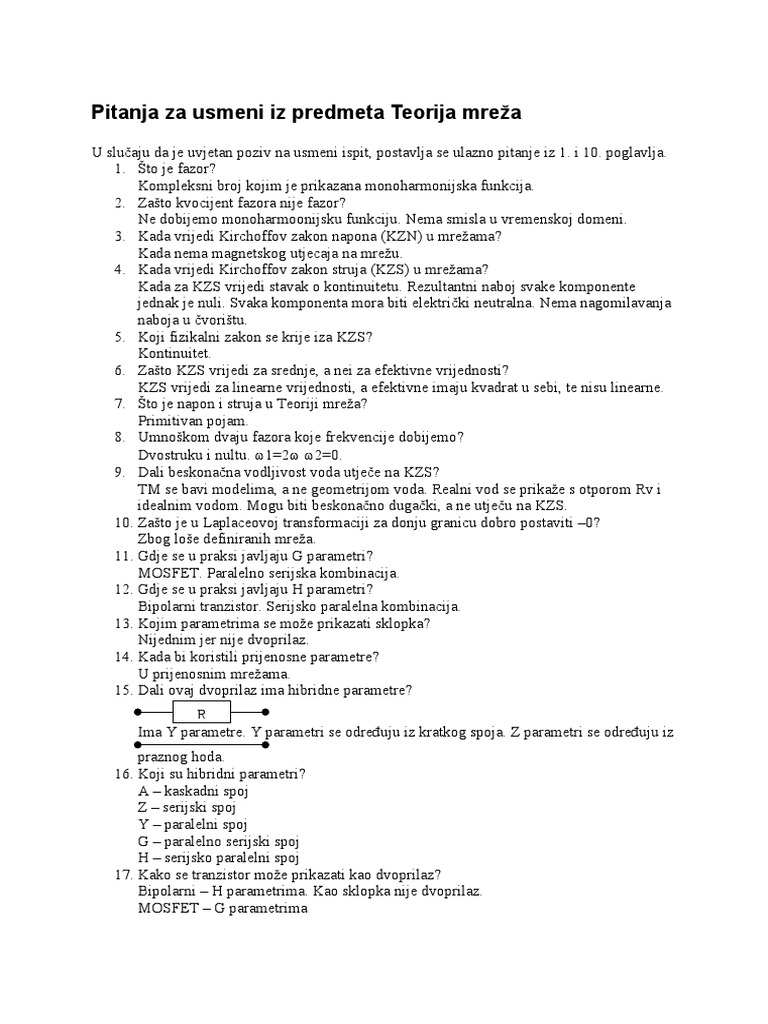 Pitanja Za Usmeni | PDF