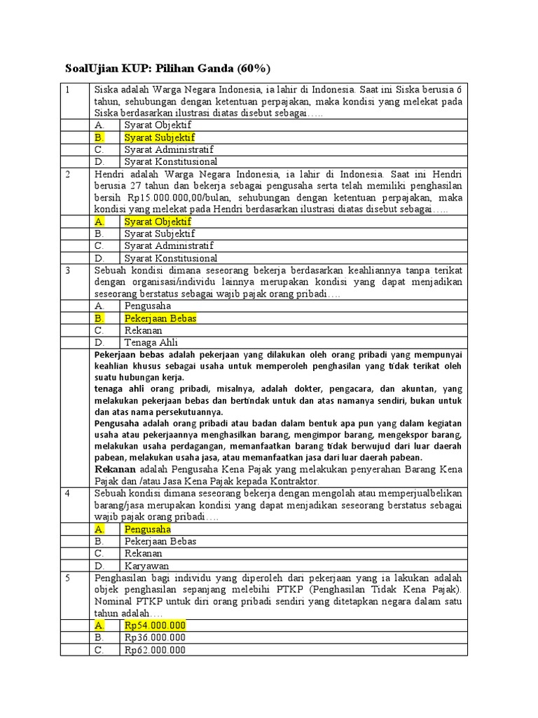 Soal Brevet Materi KUP 1 | PDF | Pengelolaan Keuangan & Uang