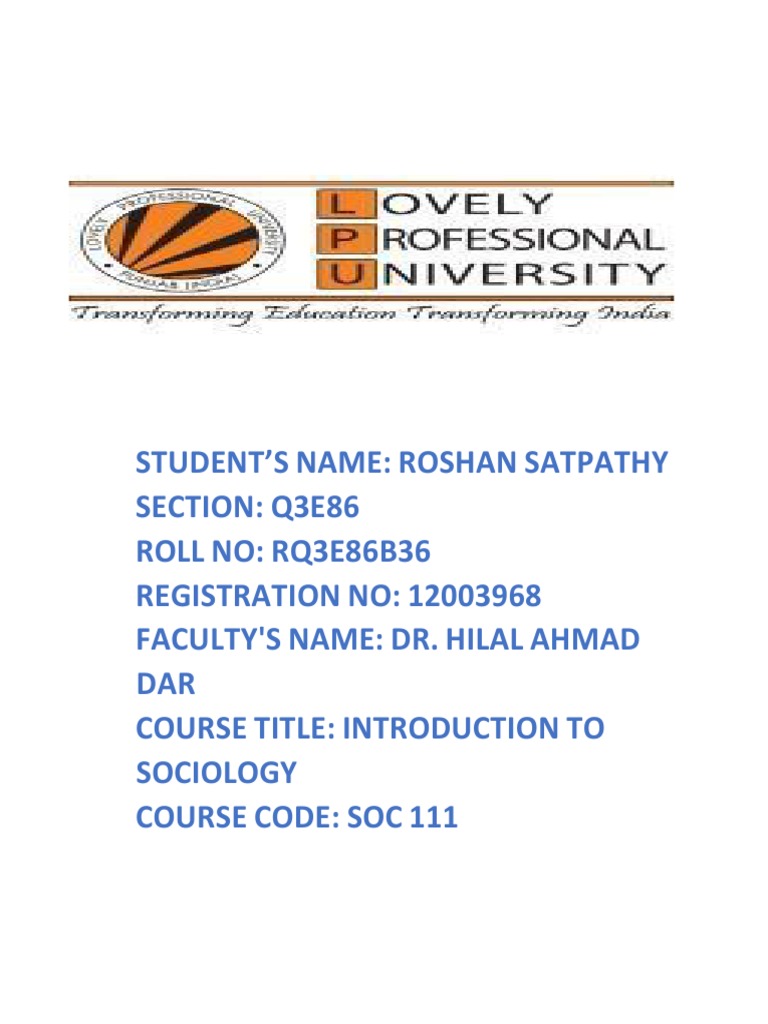 Lpu Sociology Assignment 3 | PDF | Psychological Concepts | Human Nature