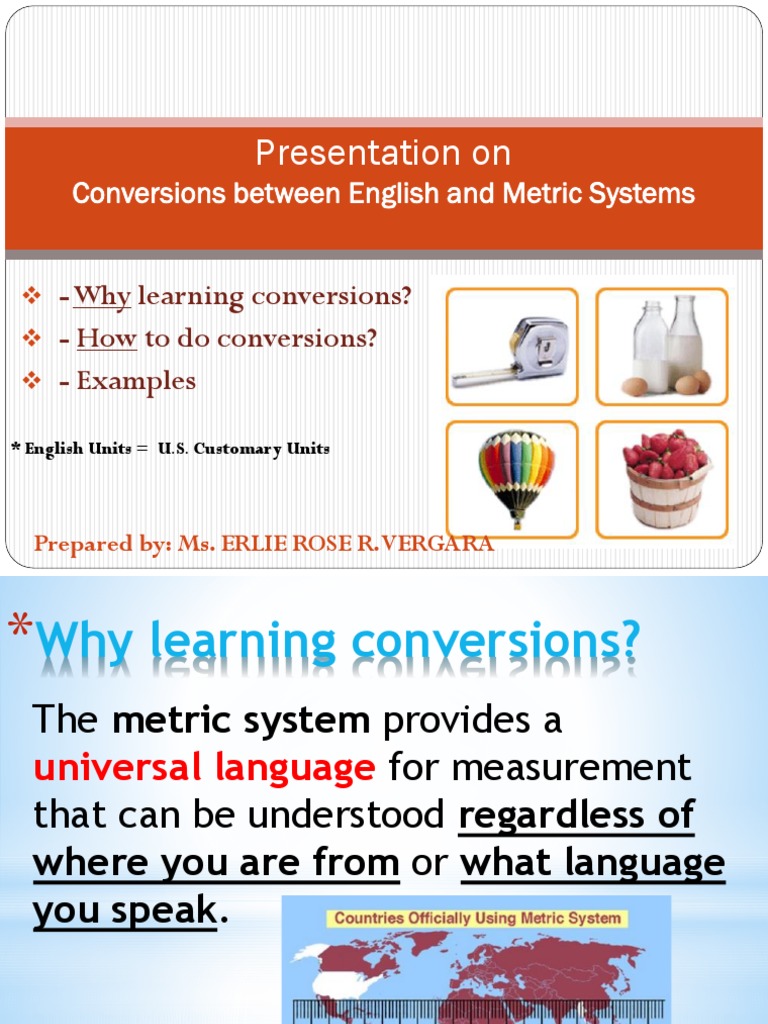 Presentation On: Conversions Between English and Metric Systems | PDF ...
