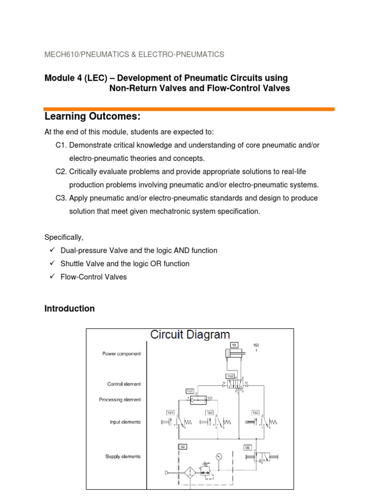 Learning Outcomes:: Module 4 (LEC) - Development of Pneumatic Circuits ...