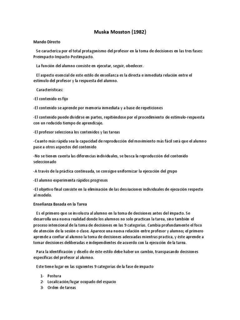 Estilos de Enseñanza en Educación Física | PDF | Maestros | Toma de ...