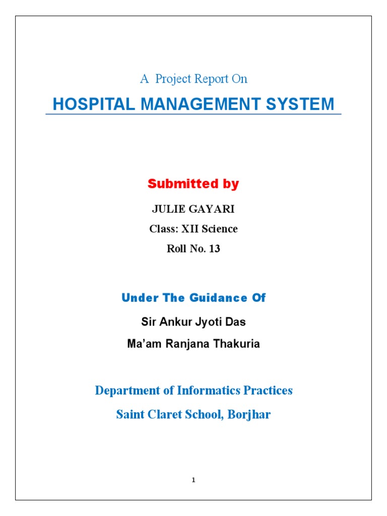 Hospital Management System: A Project Report On | PDF | Databases | Python (Programming Language)