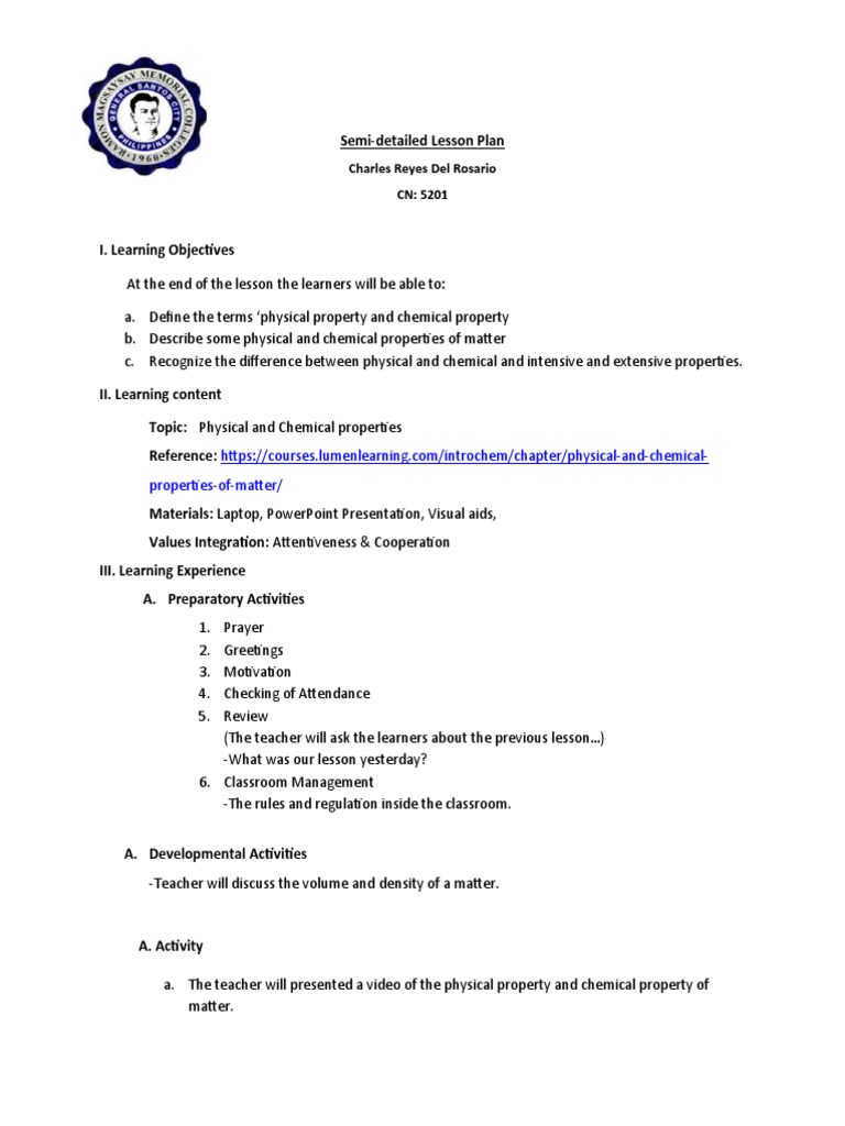 Physical and Chemical Properties | PDF | Matter | Chemical Substances