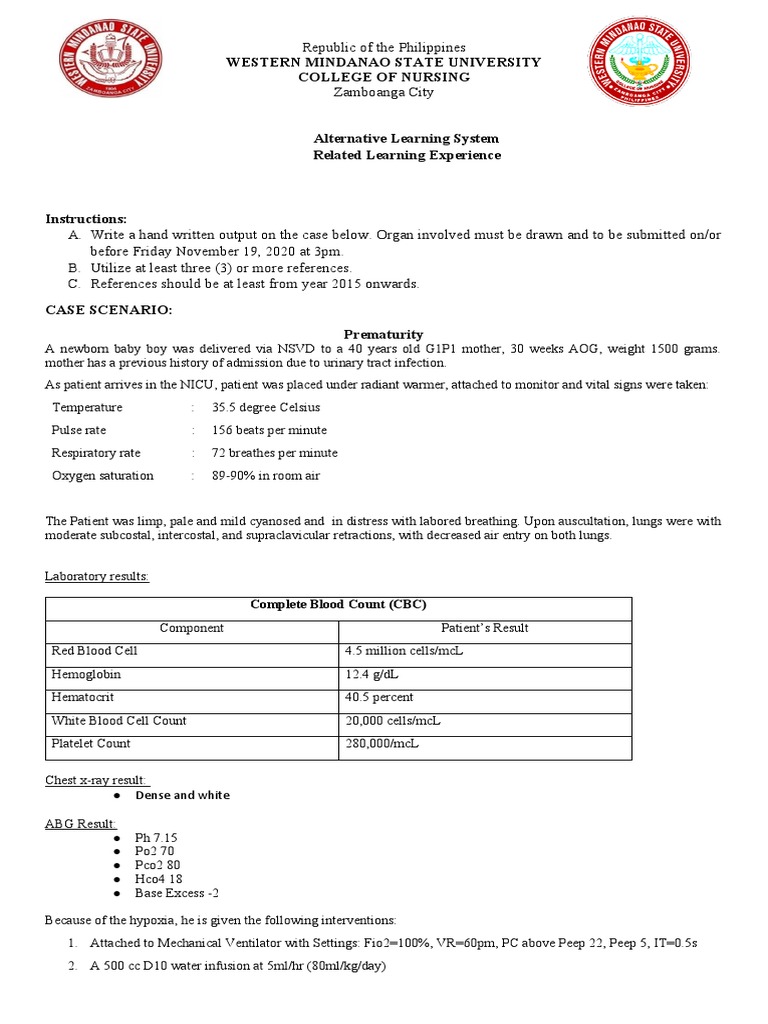 NICU Case Scenario | PDF | Blood | Neonatal Intensive Care Unit
