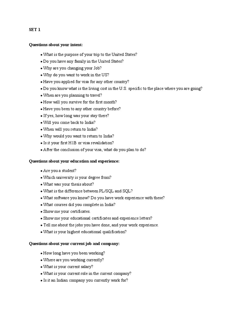 H-1B Visa Interview Questions Guide | PDF | H 1 B Visa | Employment