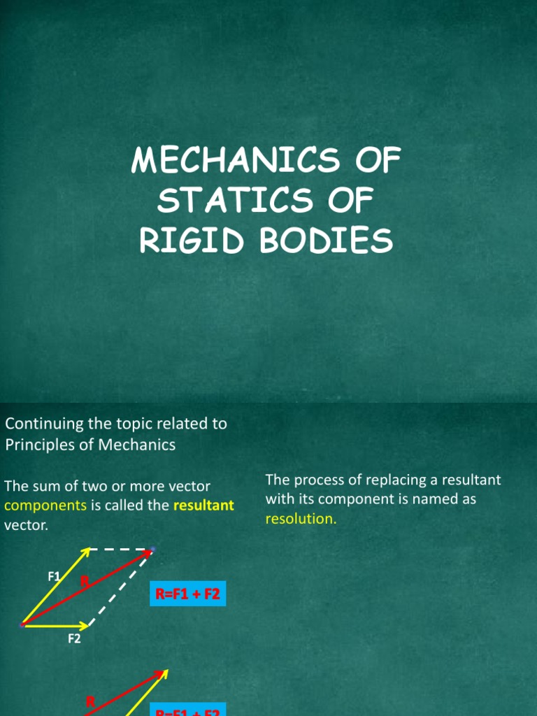 Mechanics of Statics of Rigid Bodies | PDF | Force | Euclidean Vector