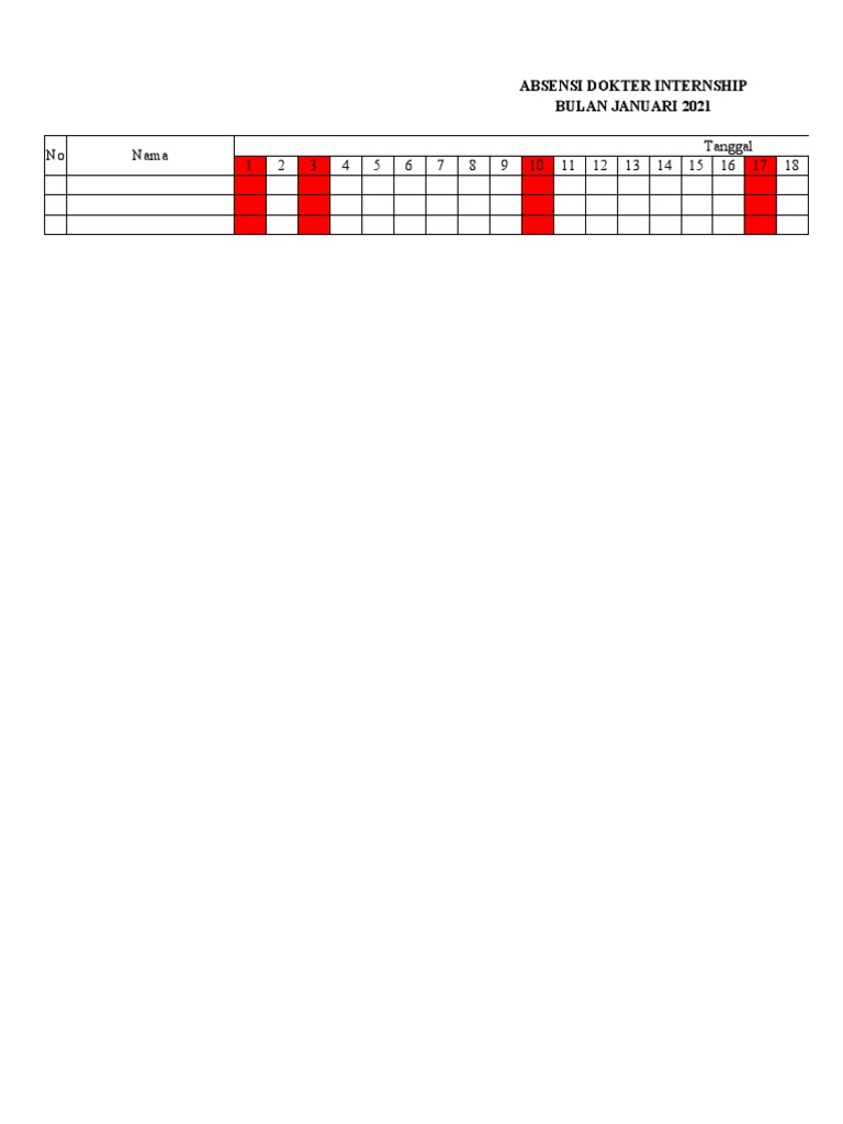 Doctor Internship Attendance Records January - October 2021 | PDF