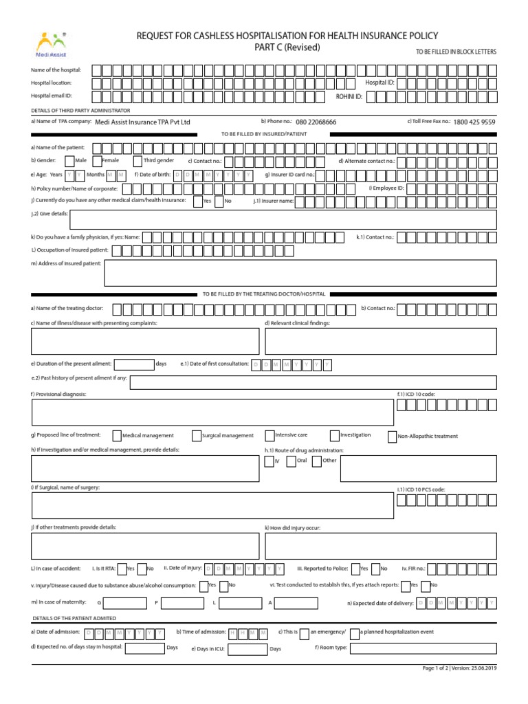 Cashless Claim Form | PDF | Hospital | Surgery