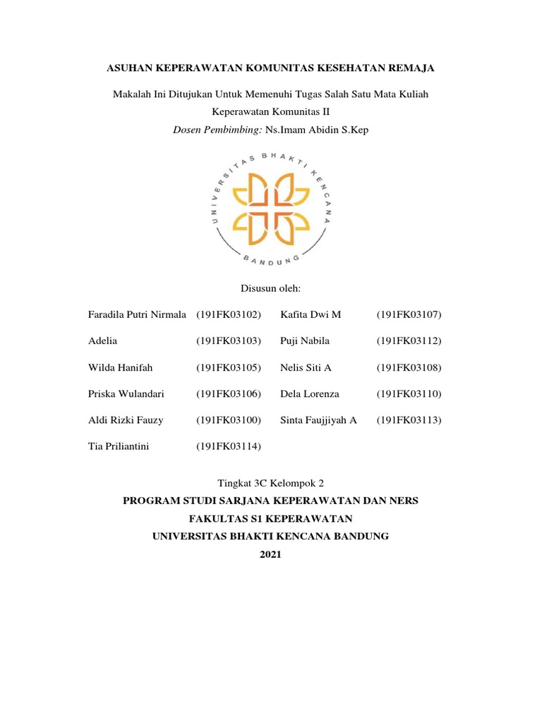 Asuhan Keperawatan Komunitas Kesehatan Remaja | PDF | Sains & Matematika