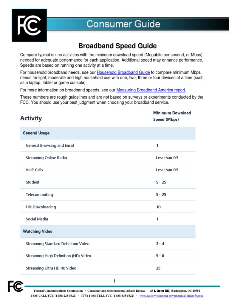 Broadband Speed Guide | PDF | Videotelephony | Broadband