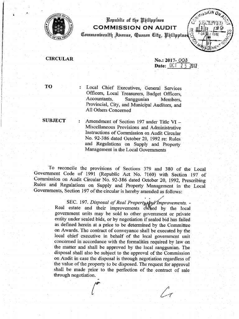 COA - C2017-003 Re Amendment of Section 197 Under Title VI-Rules and ...