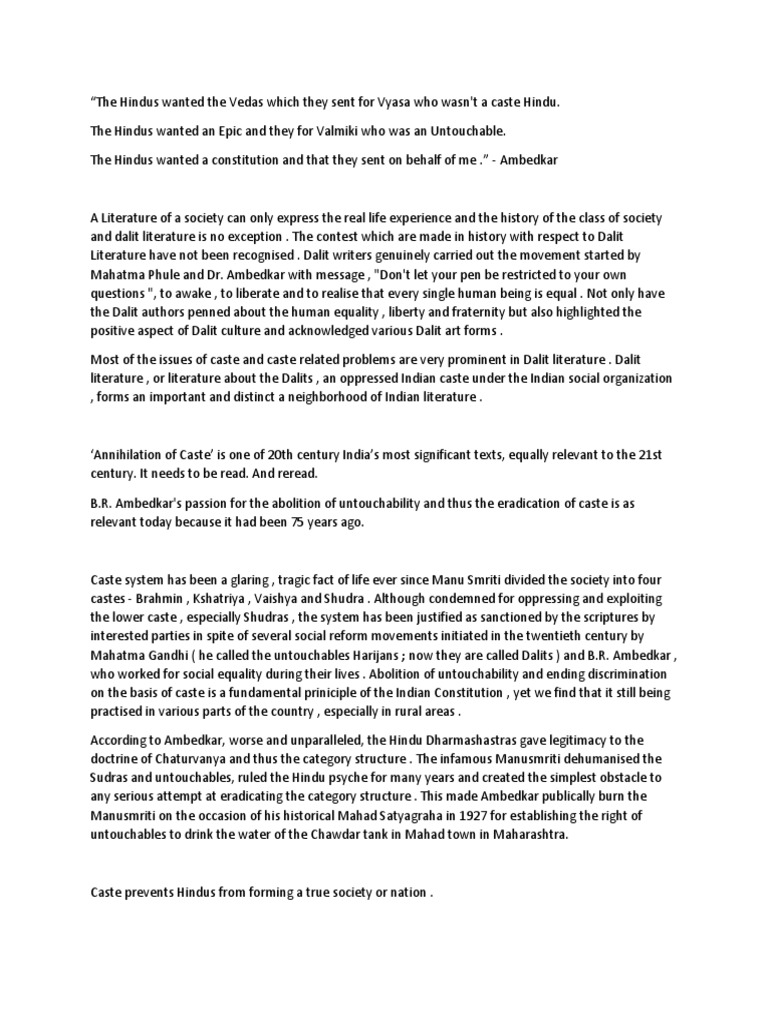 Dalit Literature Assignment | PDF | Dalit | Caste