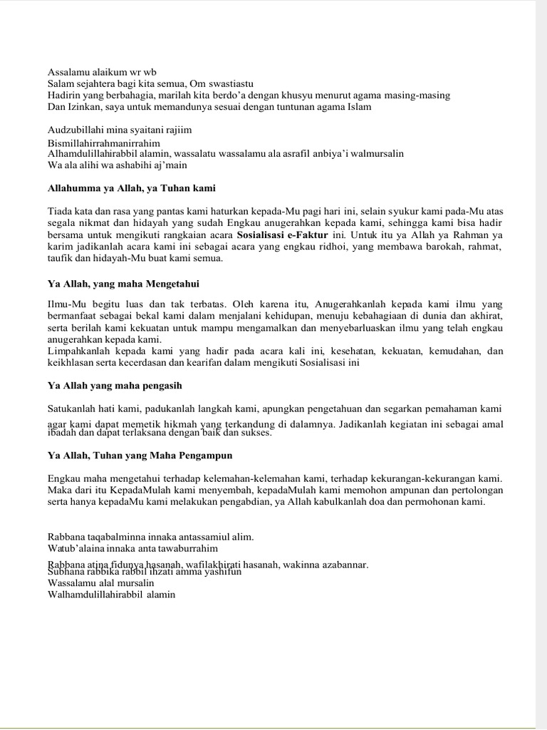 Dokumen - Tips Contoh Doa Kegiatan Sosialisasi | PDF