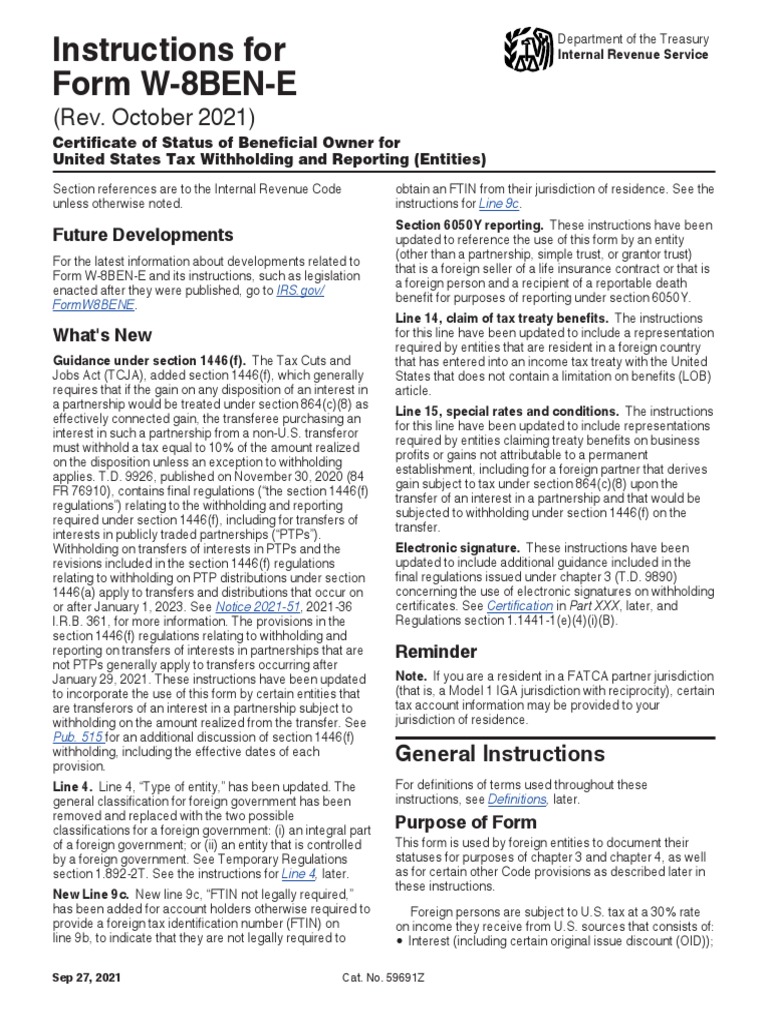 Instructions For Form W-8BEN-E: (Rev. October 2021) | PDF | Trust Law ...