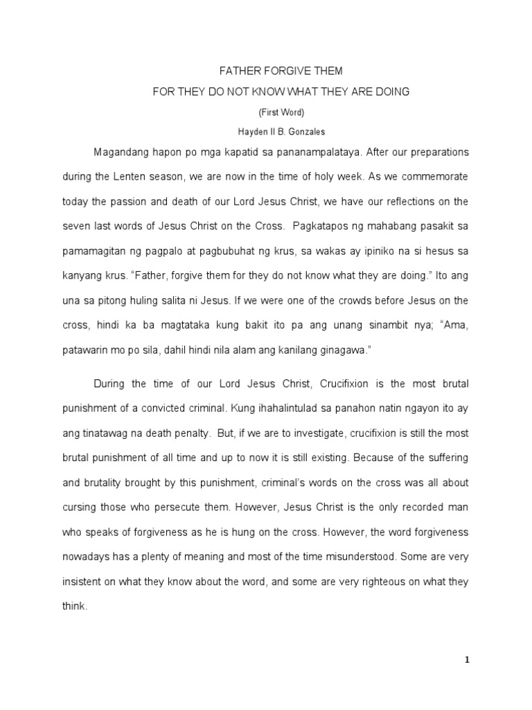 Seven Last Words | PDF | Forgiveness | Mercy