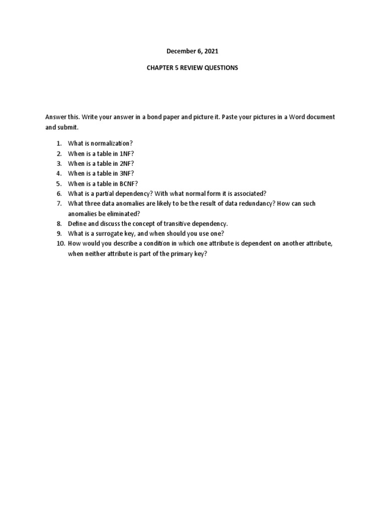 Chapter 5 Review Questions December 6, 2021 | PDF | Career & Growth ...