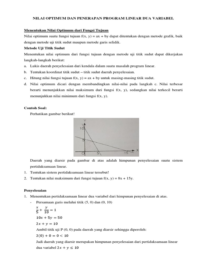 Nilai Optimum Program Linear Dua Variabel | PDF | Sains & Matematika ...