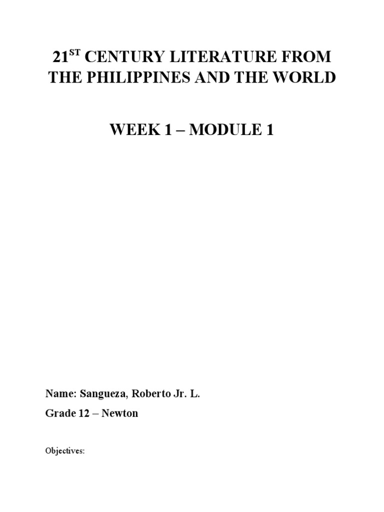 21ST Century Literature From The Philippines and The World - Week 1 ...