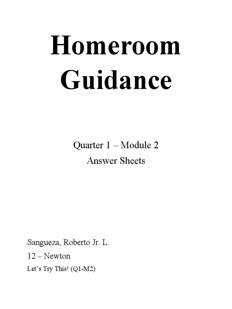 Homeroom Guidance: Quarter 1 - Module 2 Answer Sheets | PDF | Sibling ...