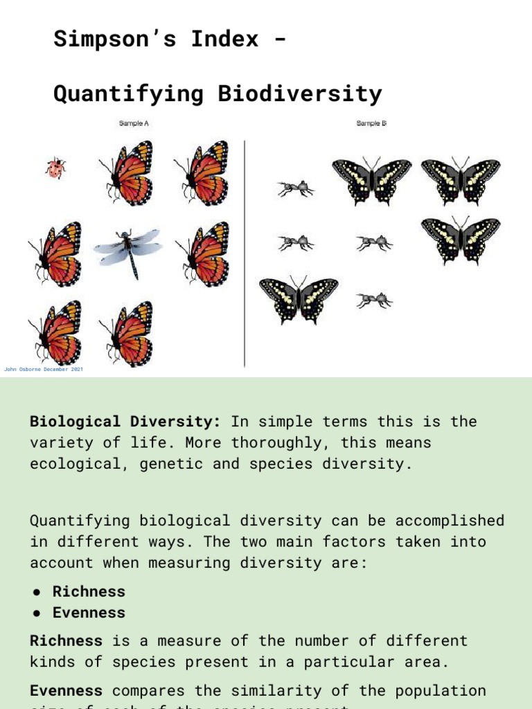 Simpson's Index - Quantifying Biodiversity: John Osborne December 2021 ...