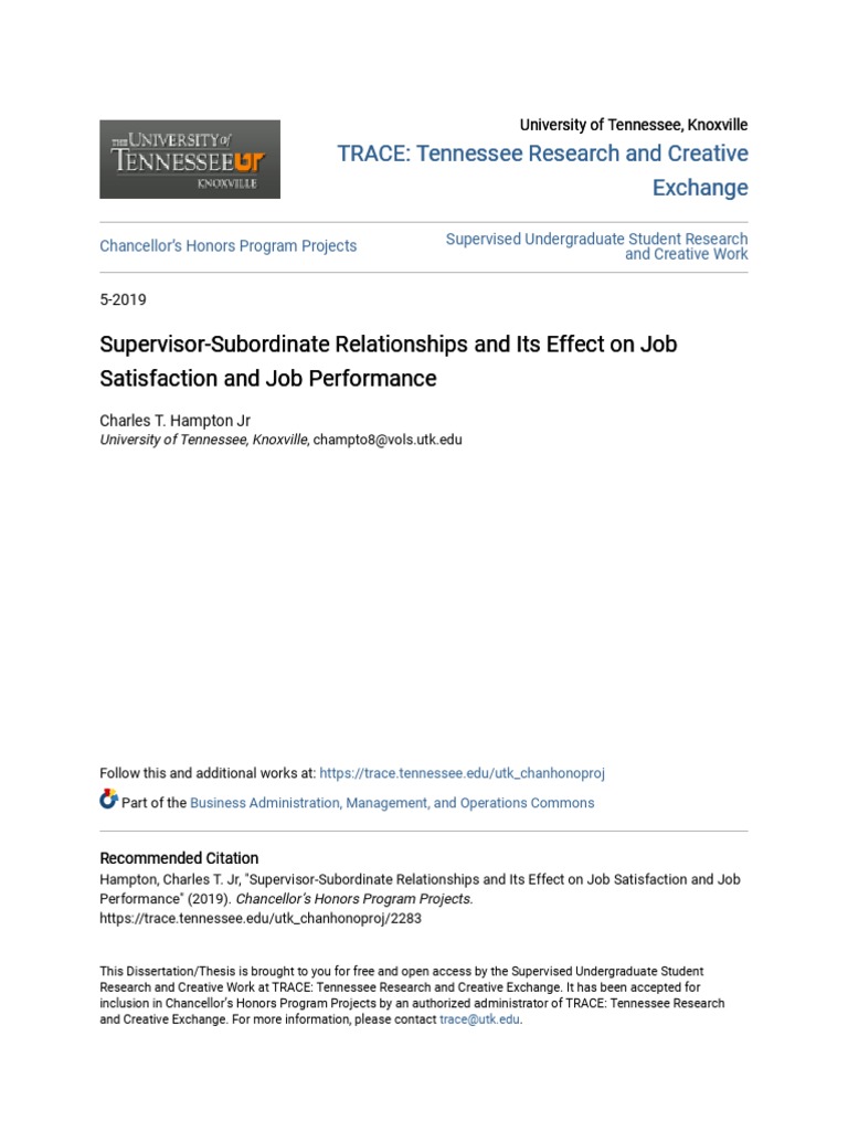 Supervisor-Subordinate Relationships and Its Effect On Job Satisf | PDF ...