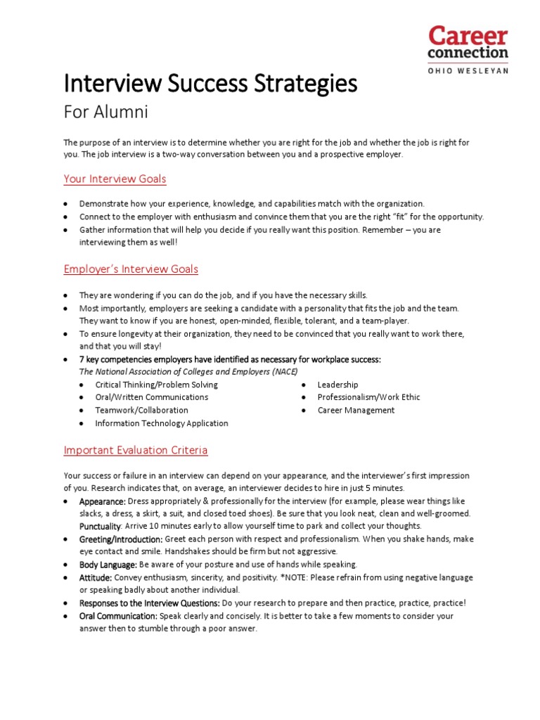 Interview Success Strategies Alumni | PDF | Interview | Employee Retention