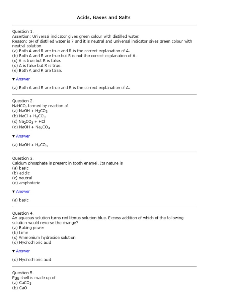 Acids, Bases and Salts. | PDF | Sodium Hydroxide | Sodium Bicarbonate