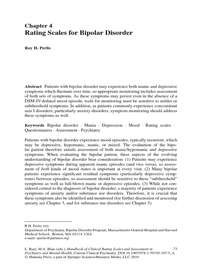 Rating Scales For Bipolar Disorder: Roy H. Perlis | PDF | Bipolar ...