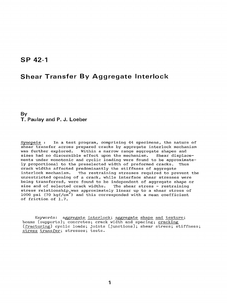 Shear Transfer via Aggregate Interlock | PDF | Fracture | Strength Of ...