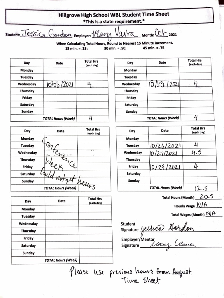 October Time Sheet 1 | PDF
