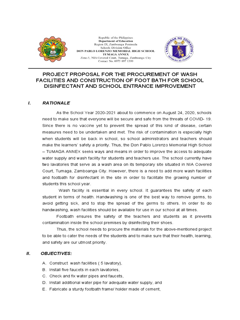 Project Proposal For The Procurement of Wash Facilities and ...