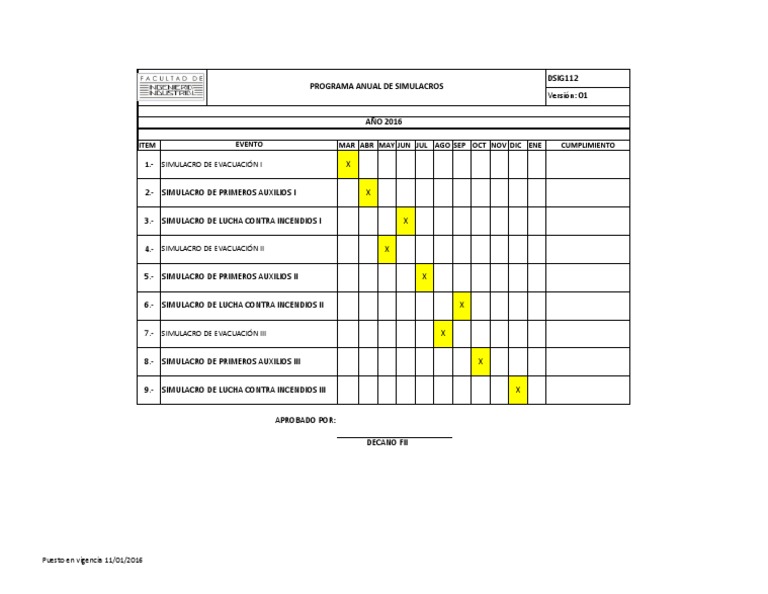 Programa Anual de Simulacros | PDF