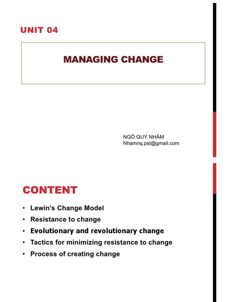 Unit04 Managing Change Handout | PDF | Change Management | Organization Development