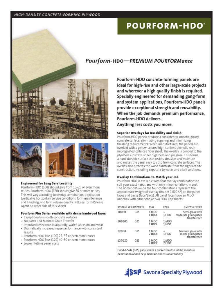 PourformHDO - ProductSheet - US Plywood Properties | PDF | Plywood ...