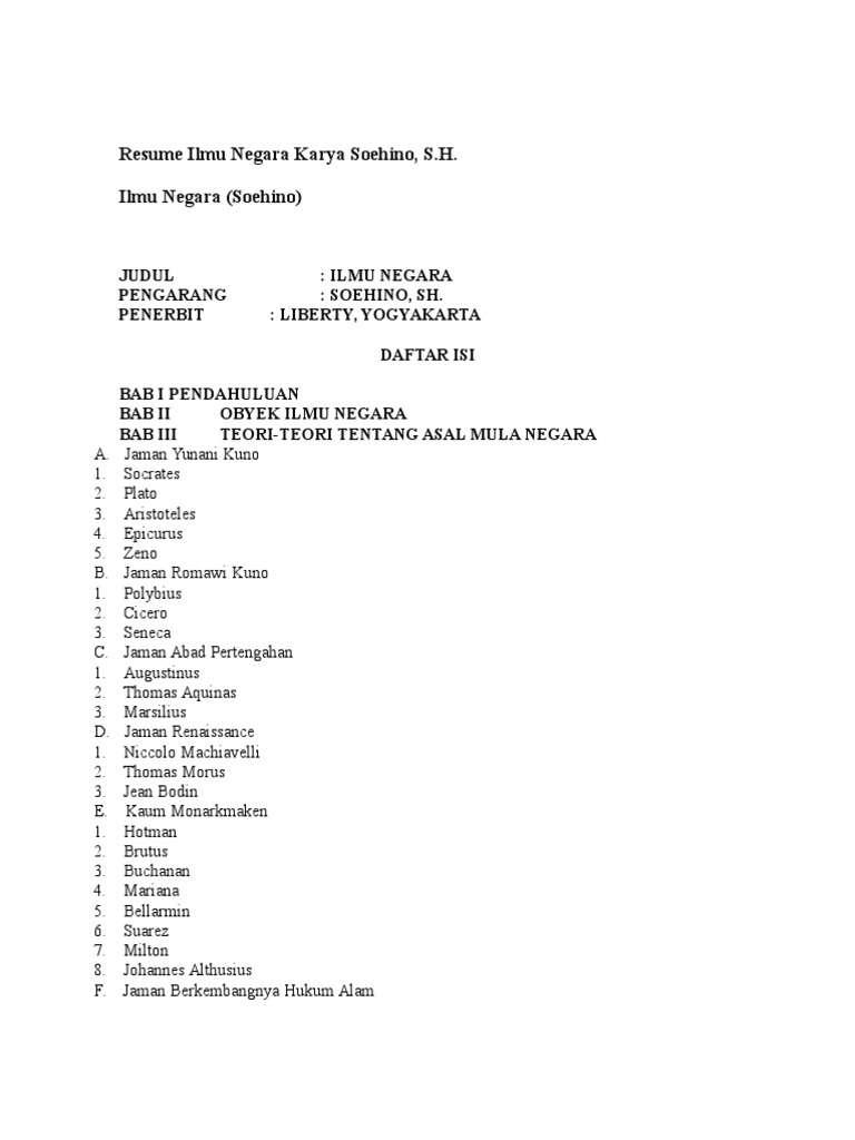 Resume Ilmu Negara Bab 1 3 Karya Soehino | PDF