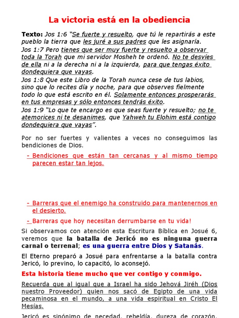 La Victoria Esta en La Obediencia | PDF | Arca de la Alianza | Oración