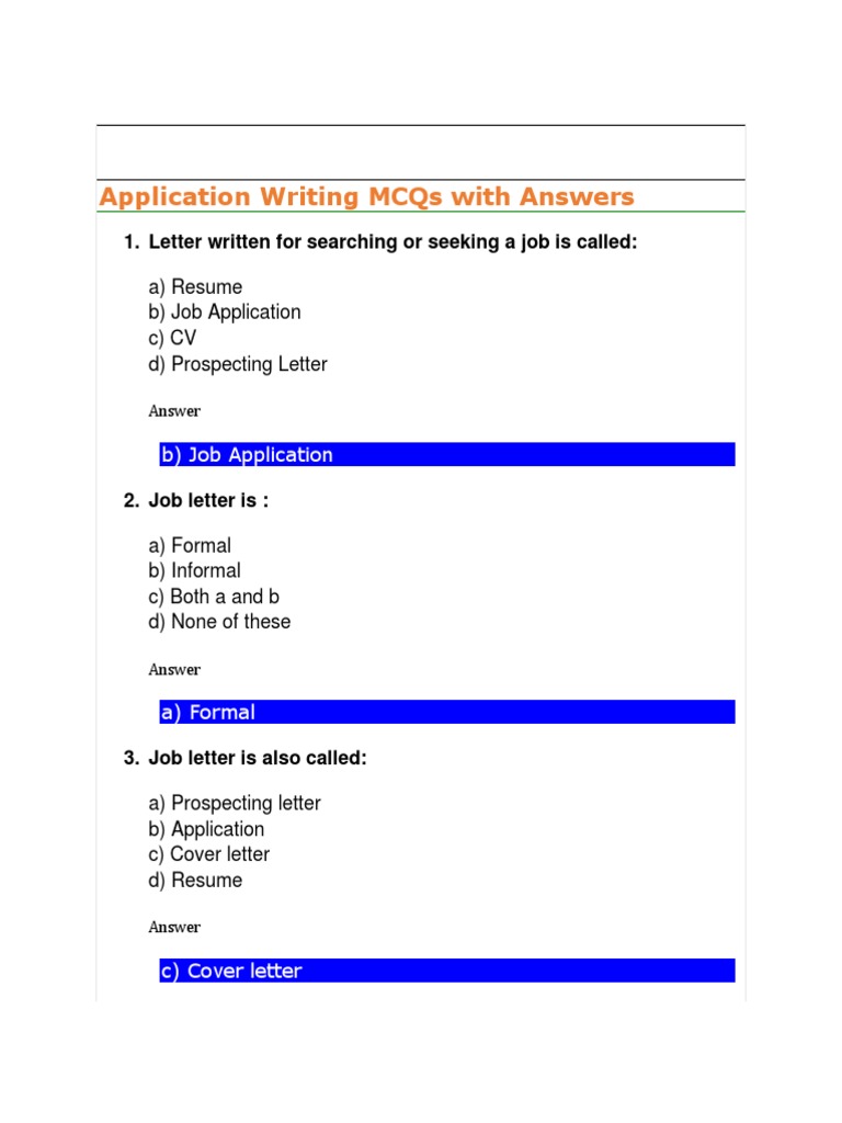 Writing Skills Based MCQ'S | PDF | Résumé | Communication