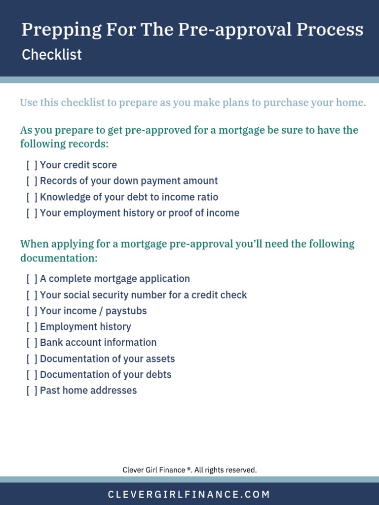 Mortgage Pre-Approval Checklist | PDF