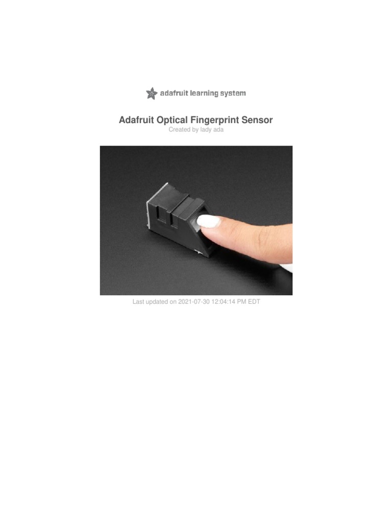 Adafruit Optical Fingerprint Sensor Created By Lady Ada Pdf