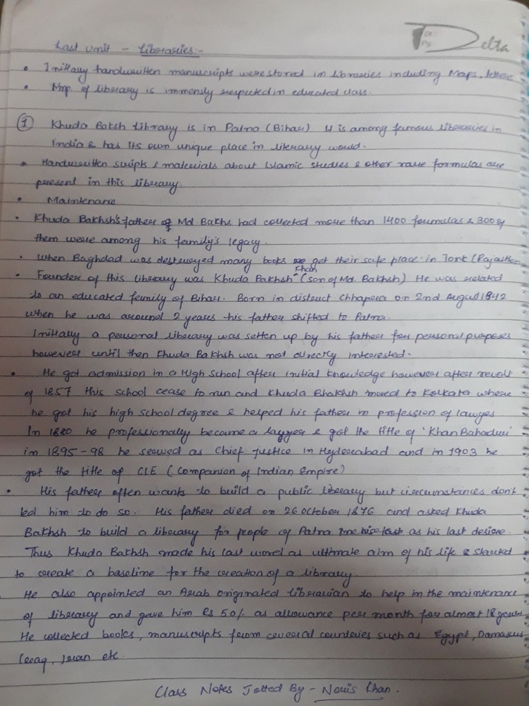 Notes On Khuda Bakhsh Library | PDF