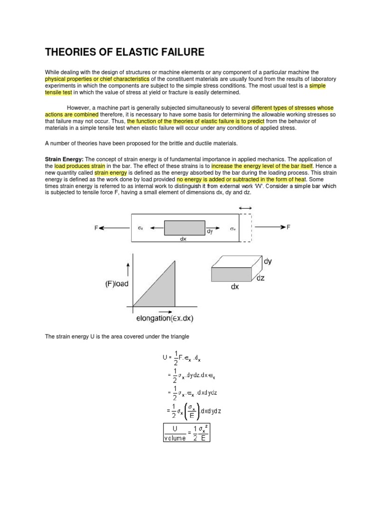 9.theories of Elastic Failure | PDF | Stress (Mechanics) | Deformation ...