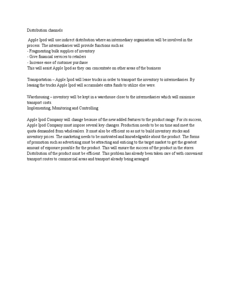 Apple iPod Indirect Distribution Strategy | PDF | Business | Finance ...