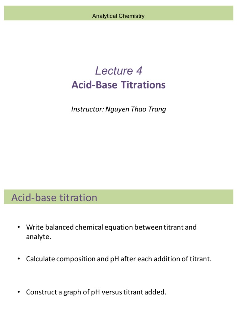 Lecture 4 Acid Base Titration | Download Free PDF | Titration | Chemistry
